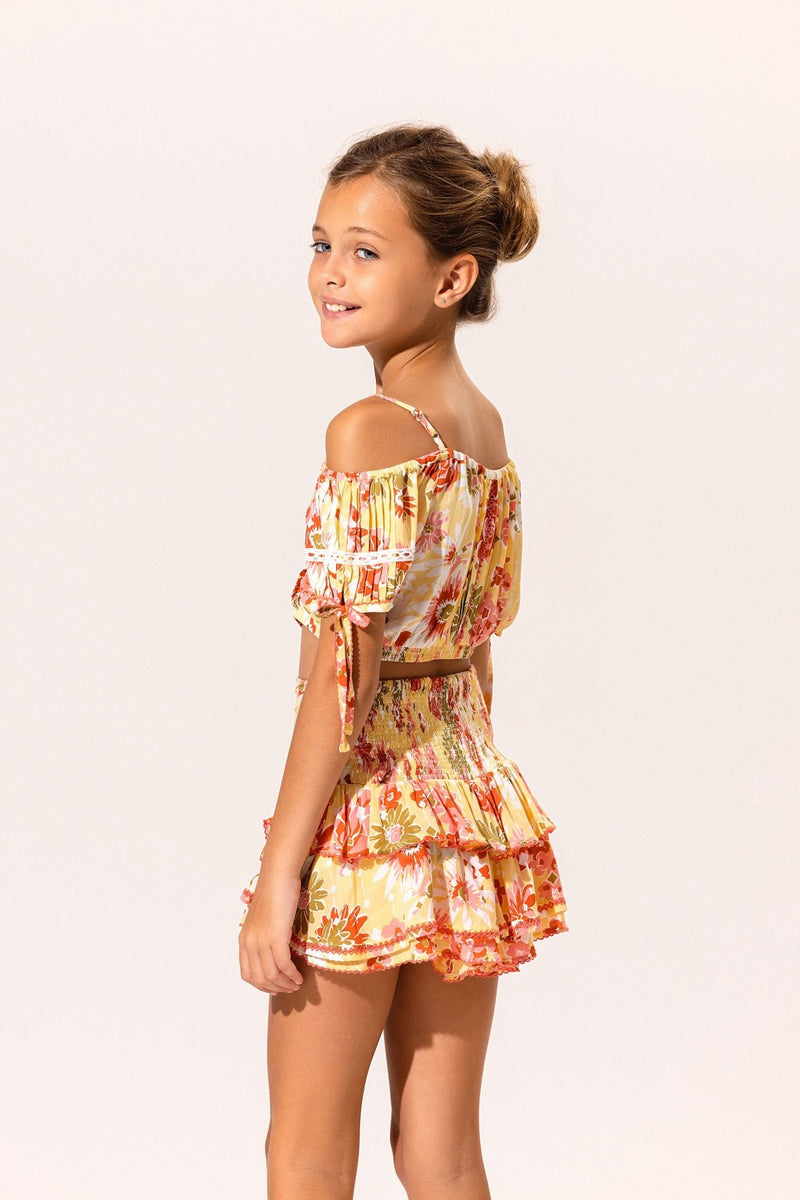 Poupette St Barth Kids Mini Skirt Alizee - Yellow 90'S | Resort Collection