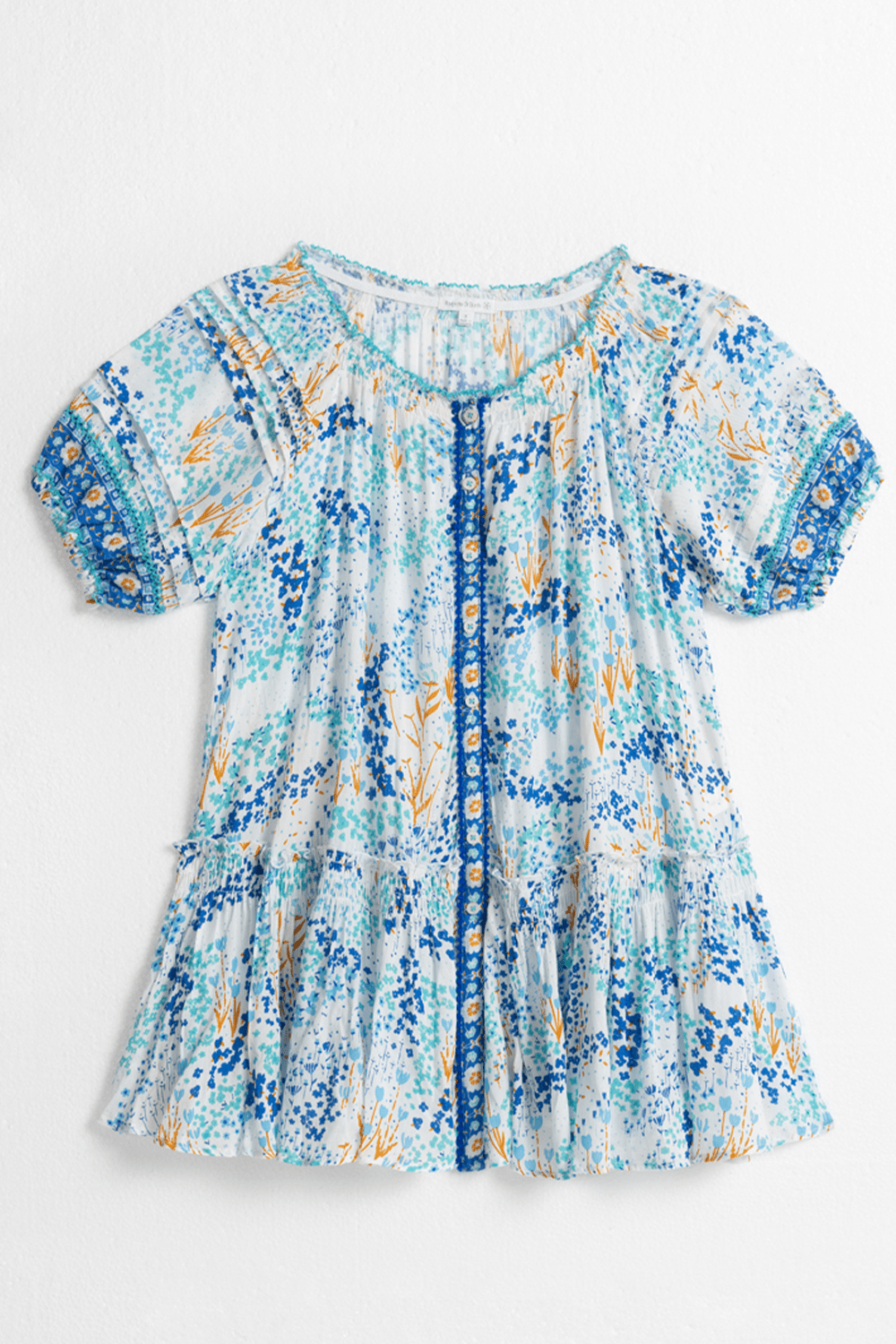 Kids Mini Dress Andrea - White Blue Tulipe – Poupette St Barth